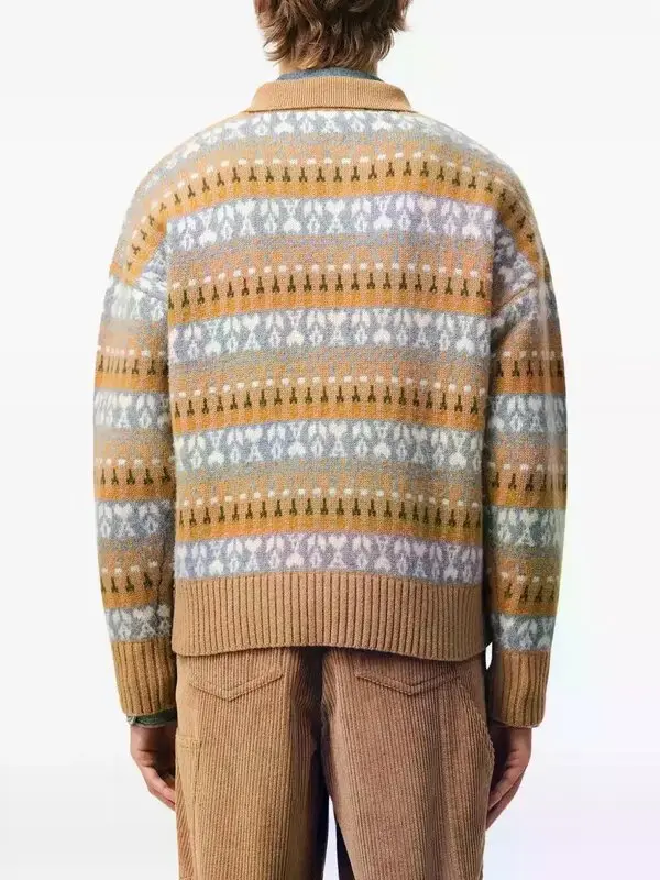AMI Paris Fair Isle-knit Polo Sweater