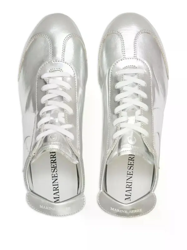 MARINE SERRE Astra Metallic-effect Leather Sneakers