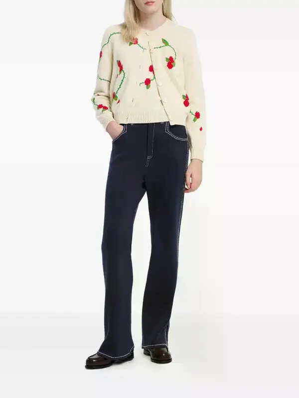 BARRIE Floral-intarsia Knit Cardigan