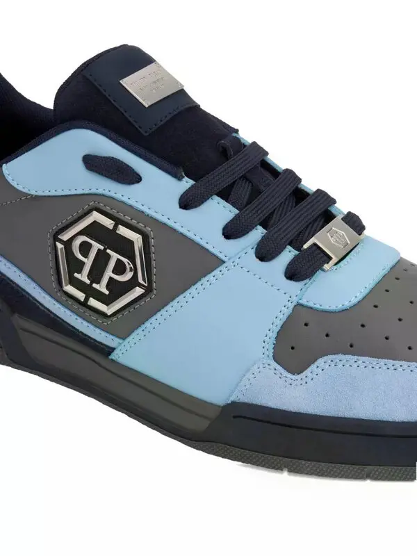 Philipp Plein P-force 78 Logo Plaque Leather Sneakers - Blue