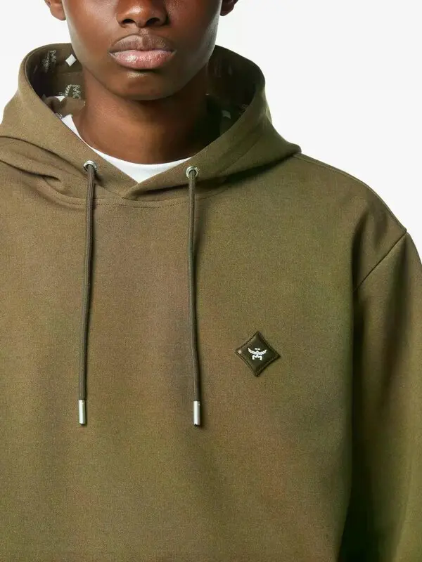 Mcm Logo Patch Ponte Hoodie - Brown