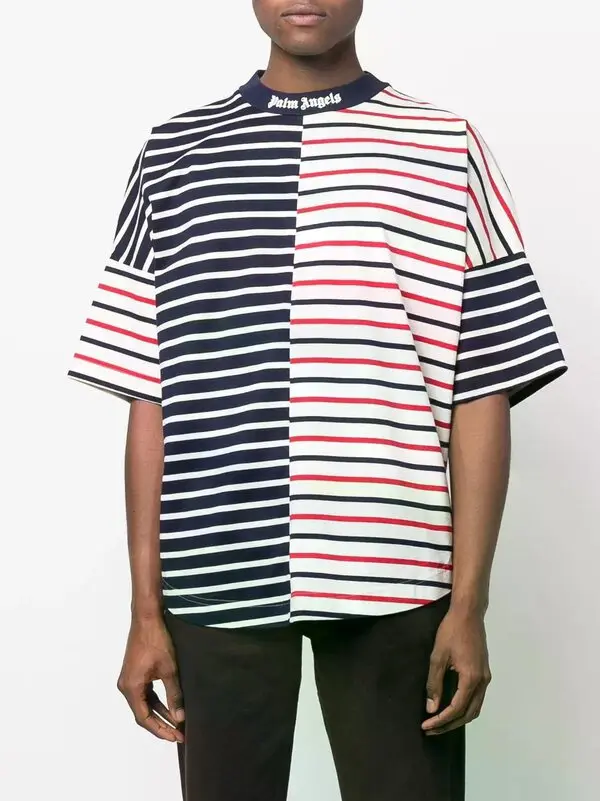 Palm Angels Striped Logo-print T-shirt