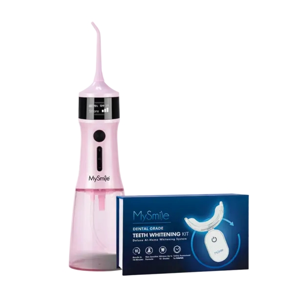 MYSMILE Everyday Smile Bundle – Lp221 Uvc Water Flosser And Advanced Teeth Whitening Kit - Pink
