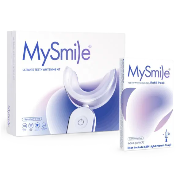 MYSMILE Ultimate Teeth Whitening Kit With Enamel Strengthening Gel + Extra Gel Refill Pack Bundle - One-color
