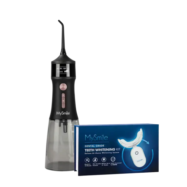 MYSMILE Everyday Smile Bundle – Lp221 Uvc Water Flosser And Advanced Teeth Whitening Kit - Black
