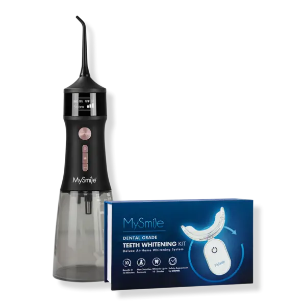 MYSMILE Everyday Smile Bundle – Lp221 Uvc Water Flosser And Advanced Teeth Whitening Kit - Black