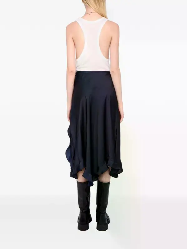 Zadig&Voltaire Midi Jeto Asymmetrical Satin Skirt - Blue
