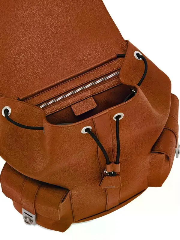 FERRAGAMO Drawstring Leather Backpack