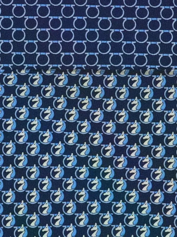 FERRAGAMO Gancini Pegasus Print Silk Neck Tie