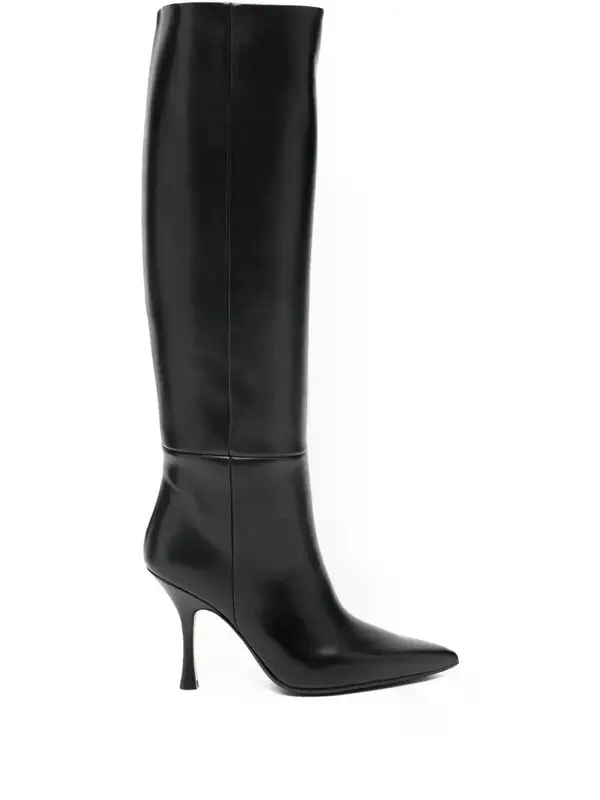 ANNA F. 100mm Pointed Leather Boots