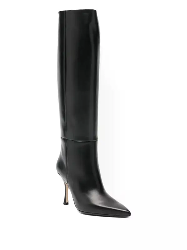 ANNA F. 100mm Pointed Leather Boots