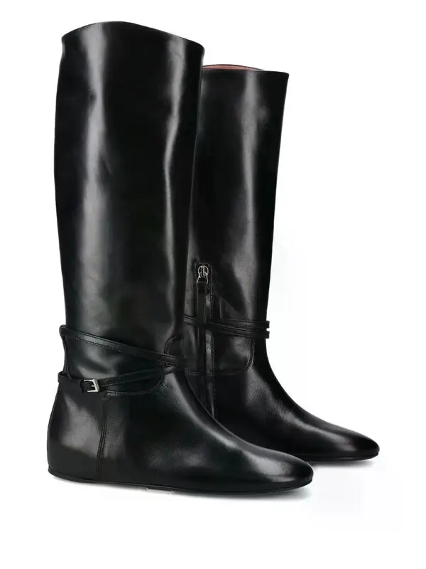 Premiata Buckle Strap Calf Leather Boots - Black
