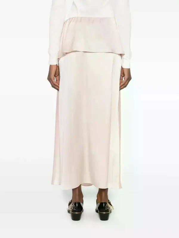 Chloé Ruffled Satin Maxi Skirt - Pink