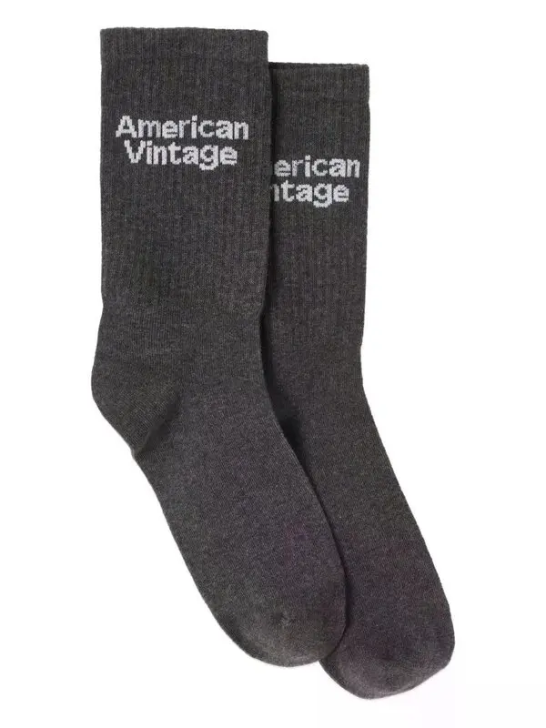 American Vintage Intarsia Ankle Socks - Grey