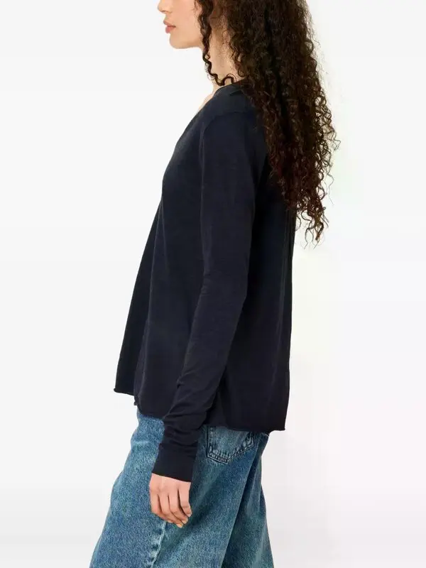 American Vintage Jacksonville Textured V-neck Top - Blue
