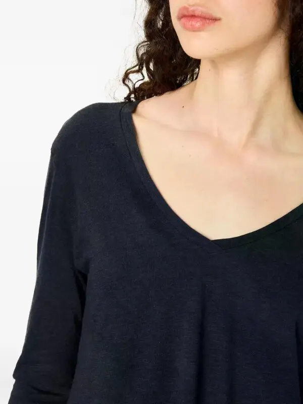 American Vintage Jacksonville Textured V-neck Top - Blue