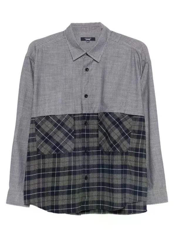 Comme Des Garçons Striped Plaid Shirt - Grey