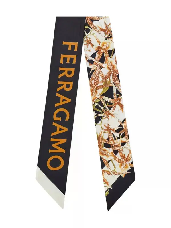FERRAGAMO Floral Bloom-print Silk Bandeau - Black
