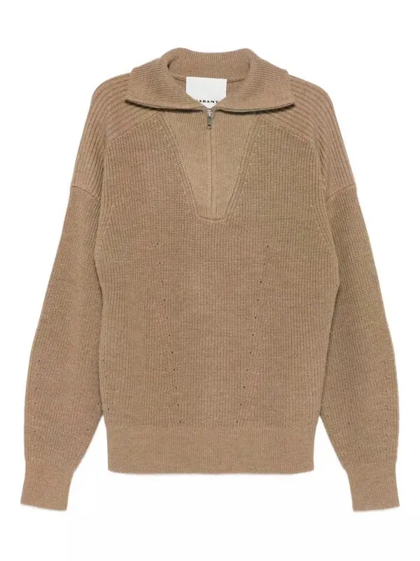 MARANT Benny Half-zip Sweater - Brown
