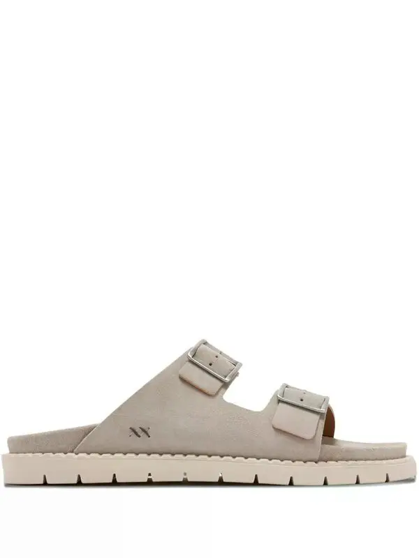 FORSA Curtis Buckle Leather Slides - Neutrals