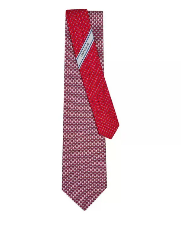 FERRAGAMO Letter Print Silk Tie