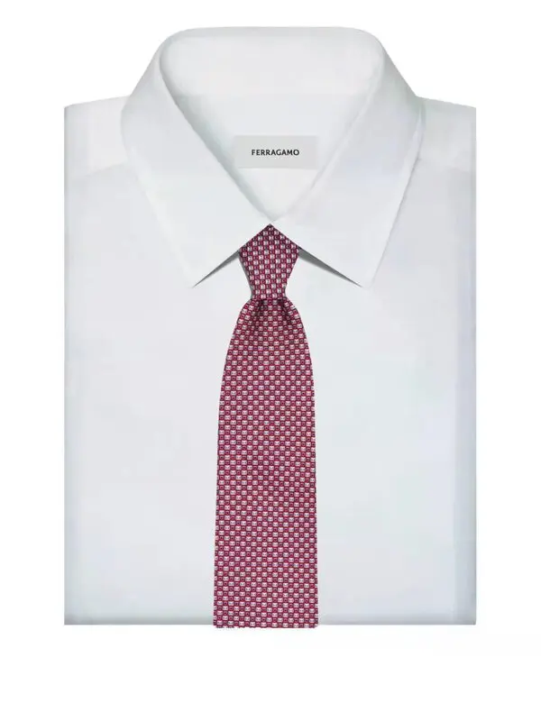 FERRAGAMO Letter Print Silk Tie