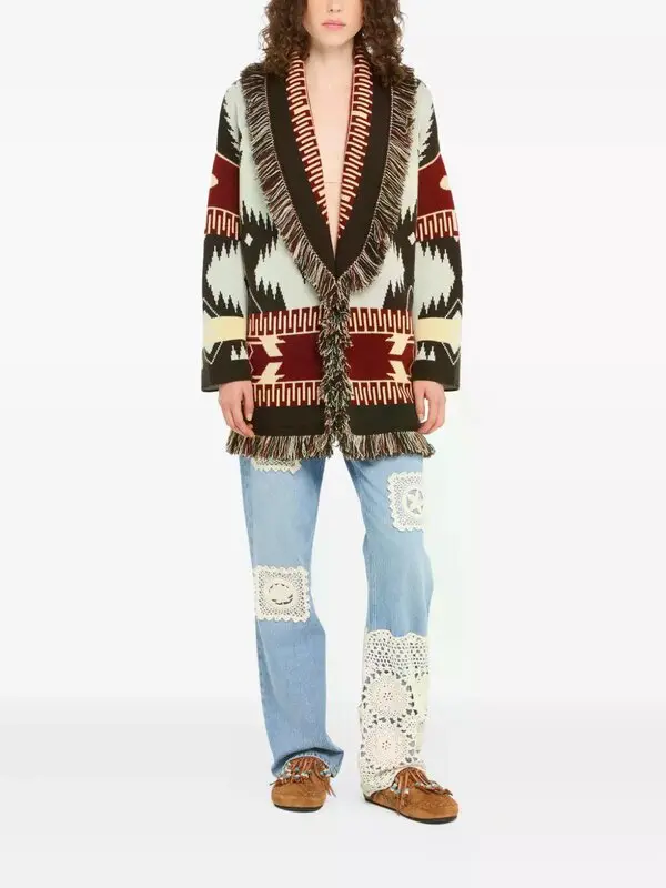 Alanui Icon Jacquard Cardigan With Fringed Trim