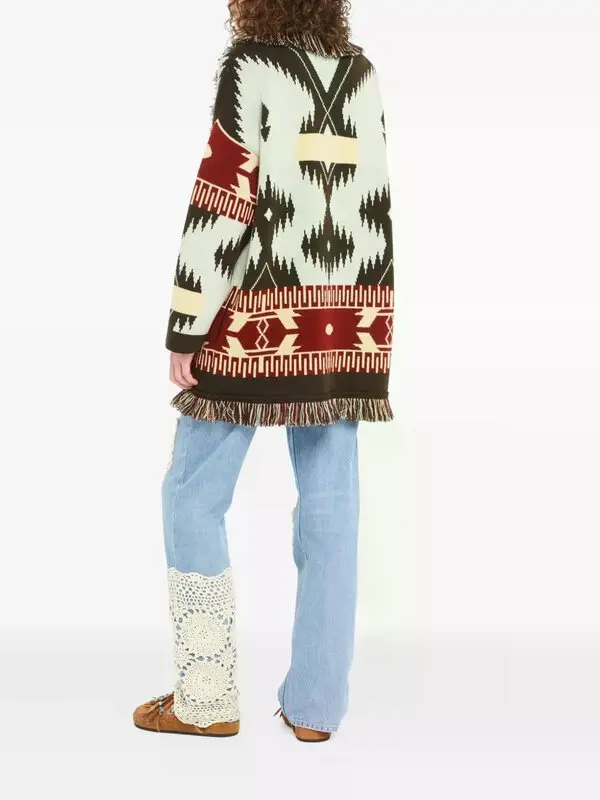 Alanui Icon Jacquard Cardigan With Fringed Trim