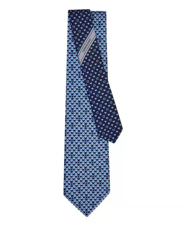 FERRAGAMO Heart Gancini Print Neck Tie