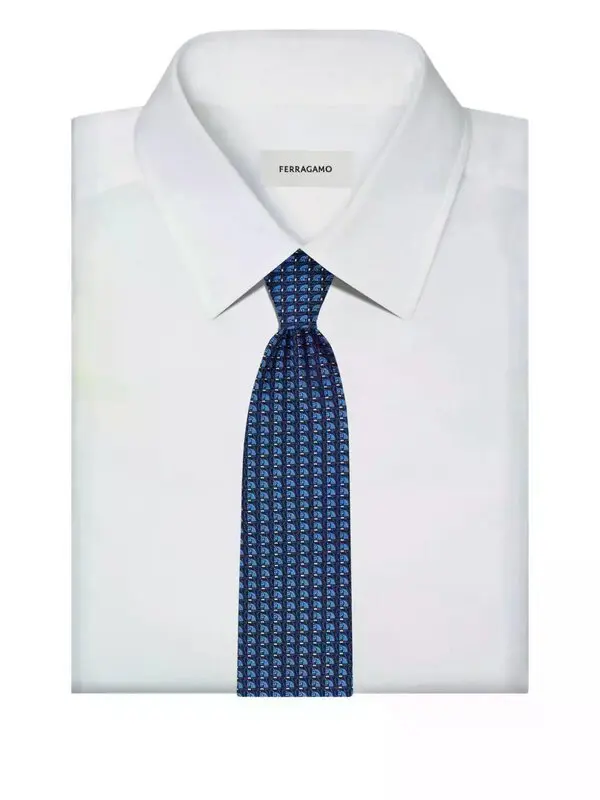 FERRAGAMO Jacquard Gancini Pegasus Neck Tie