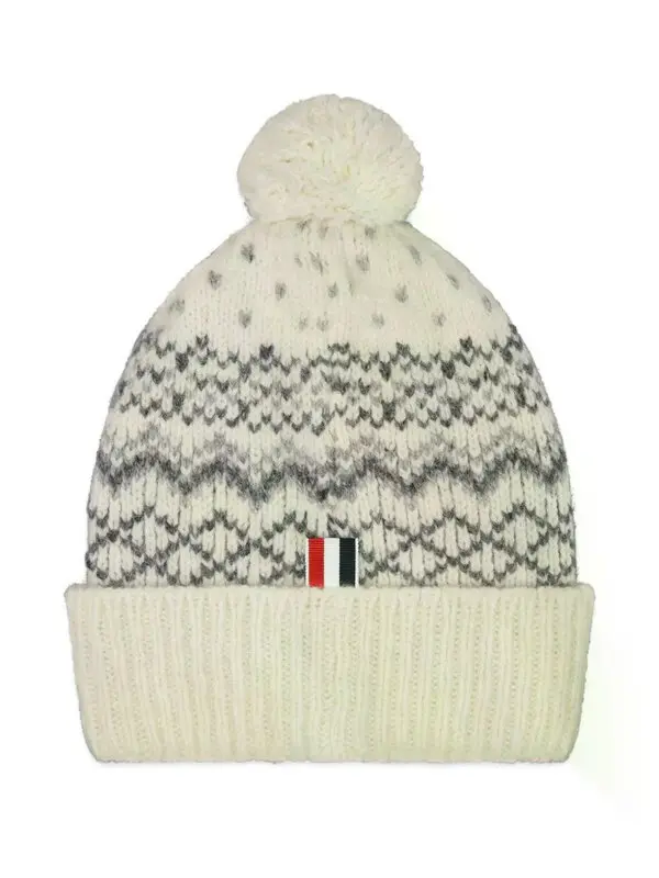 Thom Browne Fair Isle Donegal Tweed Beanie - Neutrals
