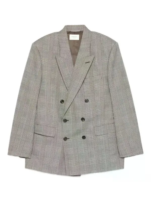 Saint Laurent Double-breasted Check Jacket - Black