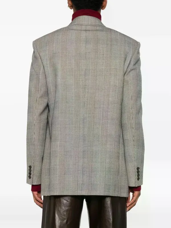 Saint Laurent Double-breasted Check Jacket - Black