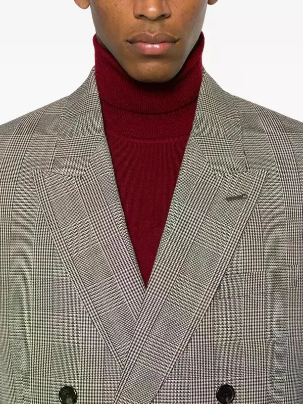 Saint Laurent Double-breasted Check Jacket - Black