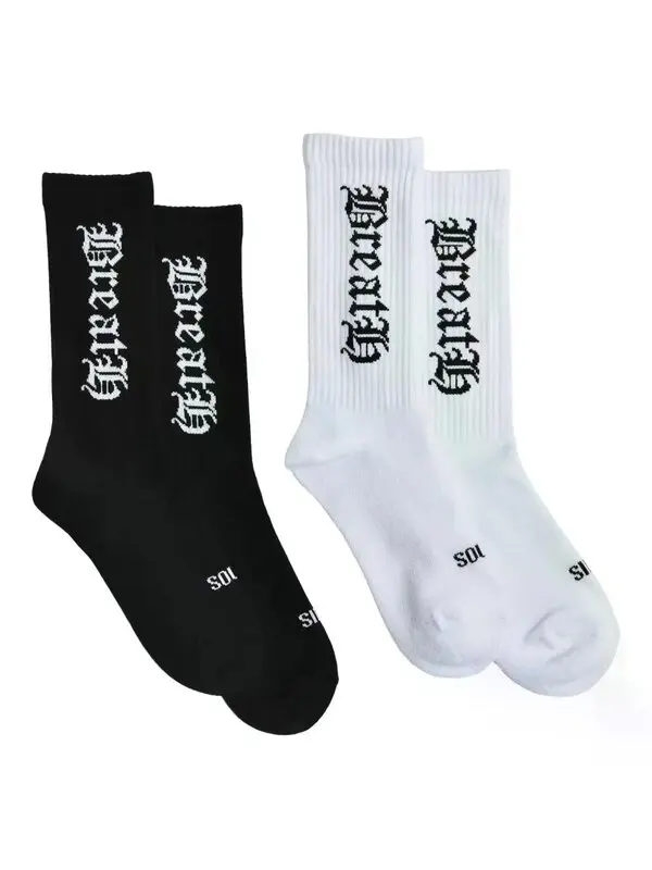 BREATH Logo-jacquard Socks - Black