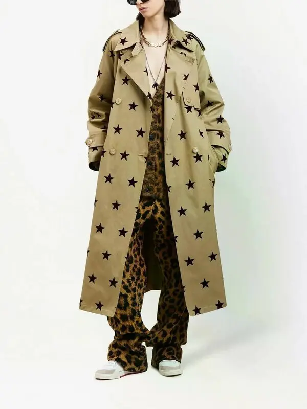 Palm Angels Stars Print Trench Coat