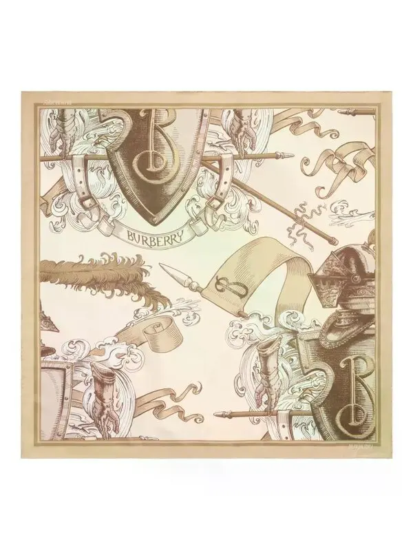 Burberry Etched Knight Printed Silk Scarf