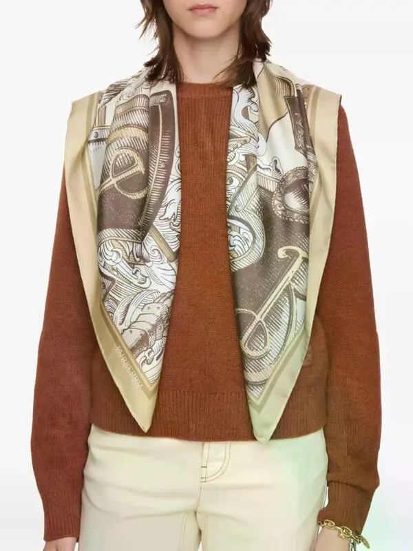 Burberry Etched Knight Printed Silk Scarf