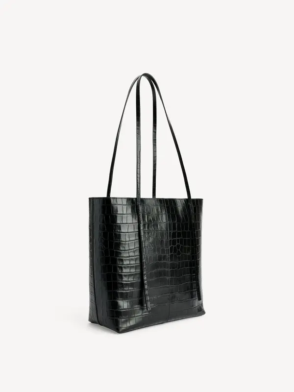 BY MALENE BIRGER Abilso Croco Leather Tote - Black