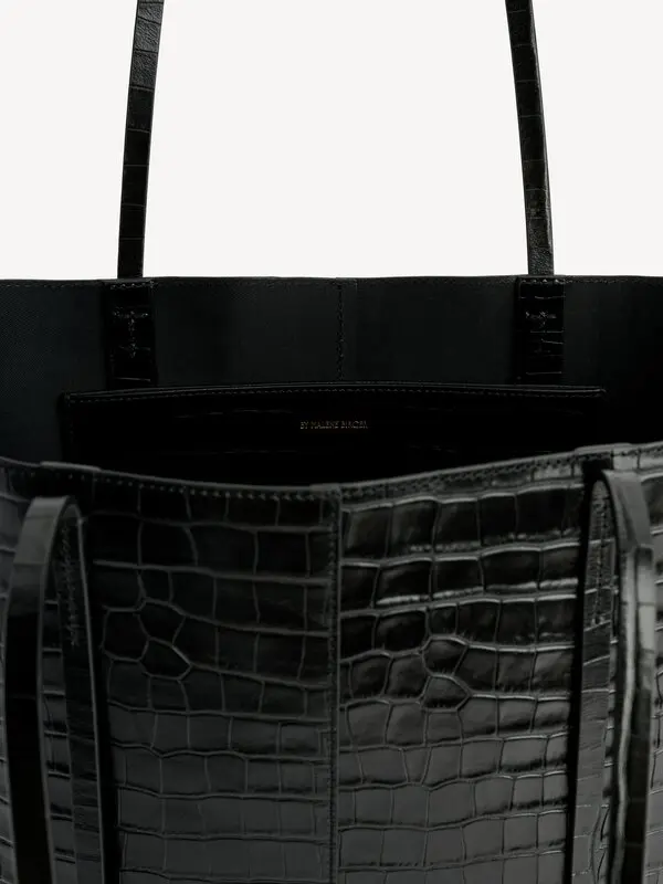 BY MALENE BIRGER Abilso Croco Leather Tote - Black