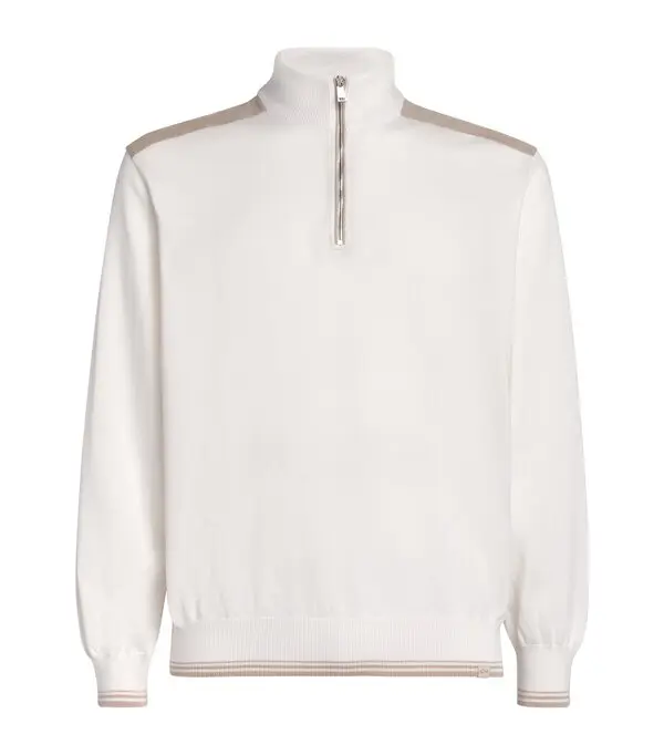 Paul & Shark Cotton Quarter-zip Sweater - White