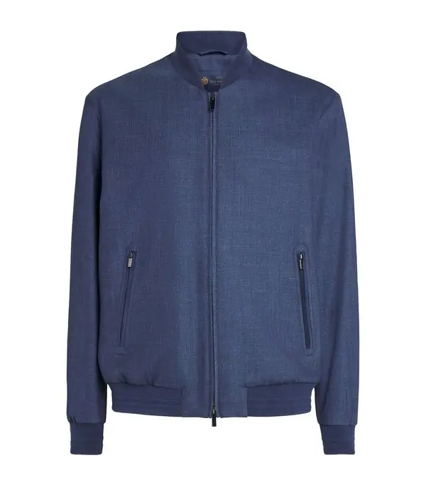 Paul & Shark Wool-silk-linen-blend Bomber Jacket - Navy