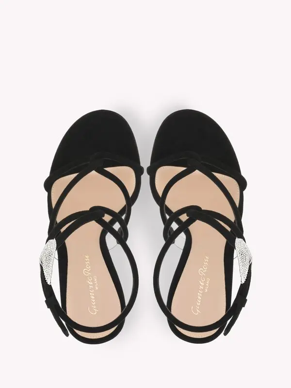 GIANVITO ROSSI Mamba Crystal Suede Sandals - Nero