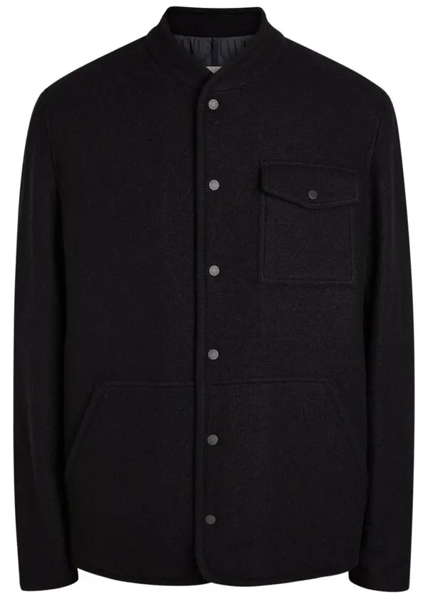 Moncler Boiled Wool Overshirt - Black