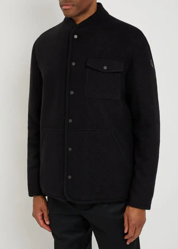 Moncler Boiled Wool Overshirt - Black