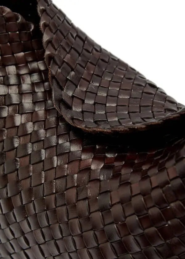 Dragon Diffusion Santa Maria Woven Leather Shoulder Bag - Dark Brown