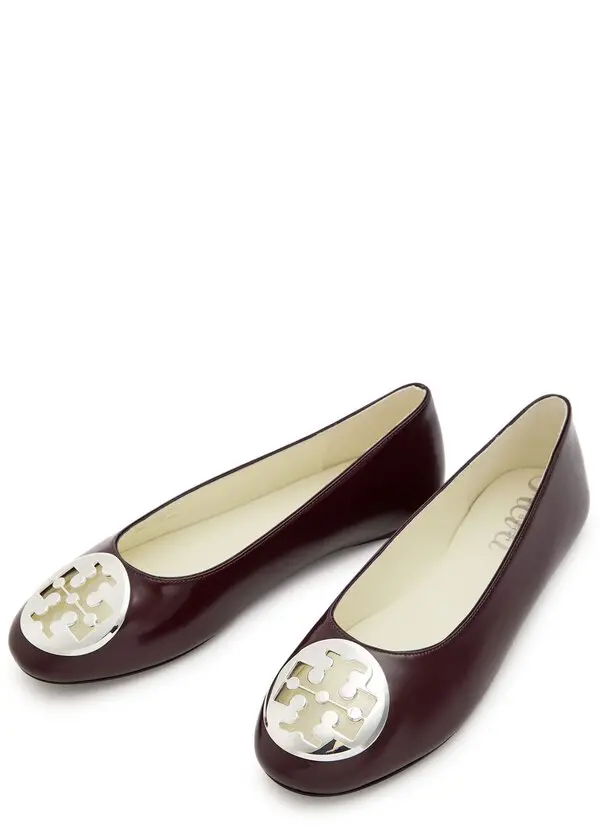 Tory Burch Reva Glossed Leather Ballet Flats