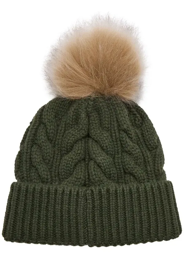 Moncler Pompom Cable-knit Wool-blend Beanie