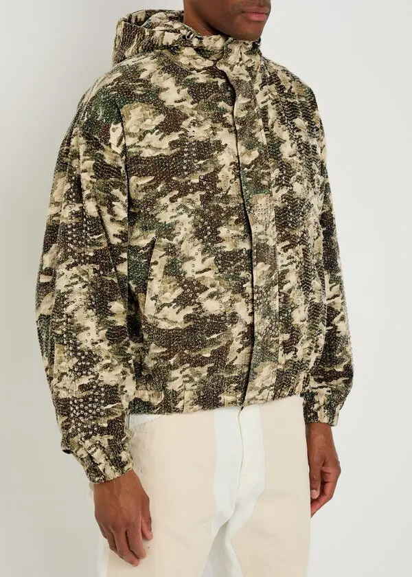 CHEW FOREVER Camo Studded Hooded Parka Jacket