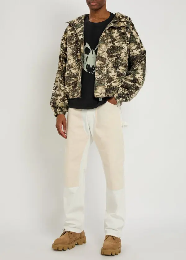 CHEW FOREVER Camo Studded Hooded Parka Jacket